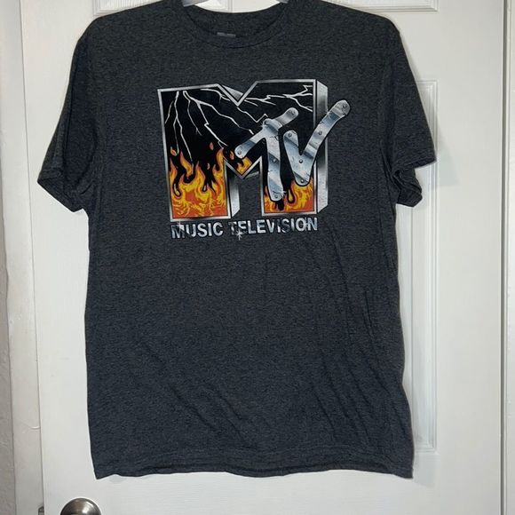 MTV | Shirts | Mtv Mens Fire And Lightening Logo Short Sleeve Tshirt ...